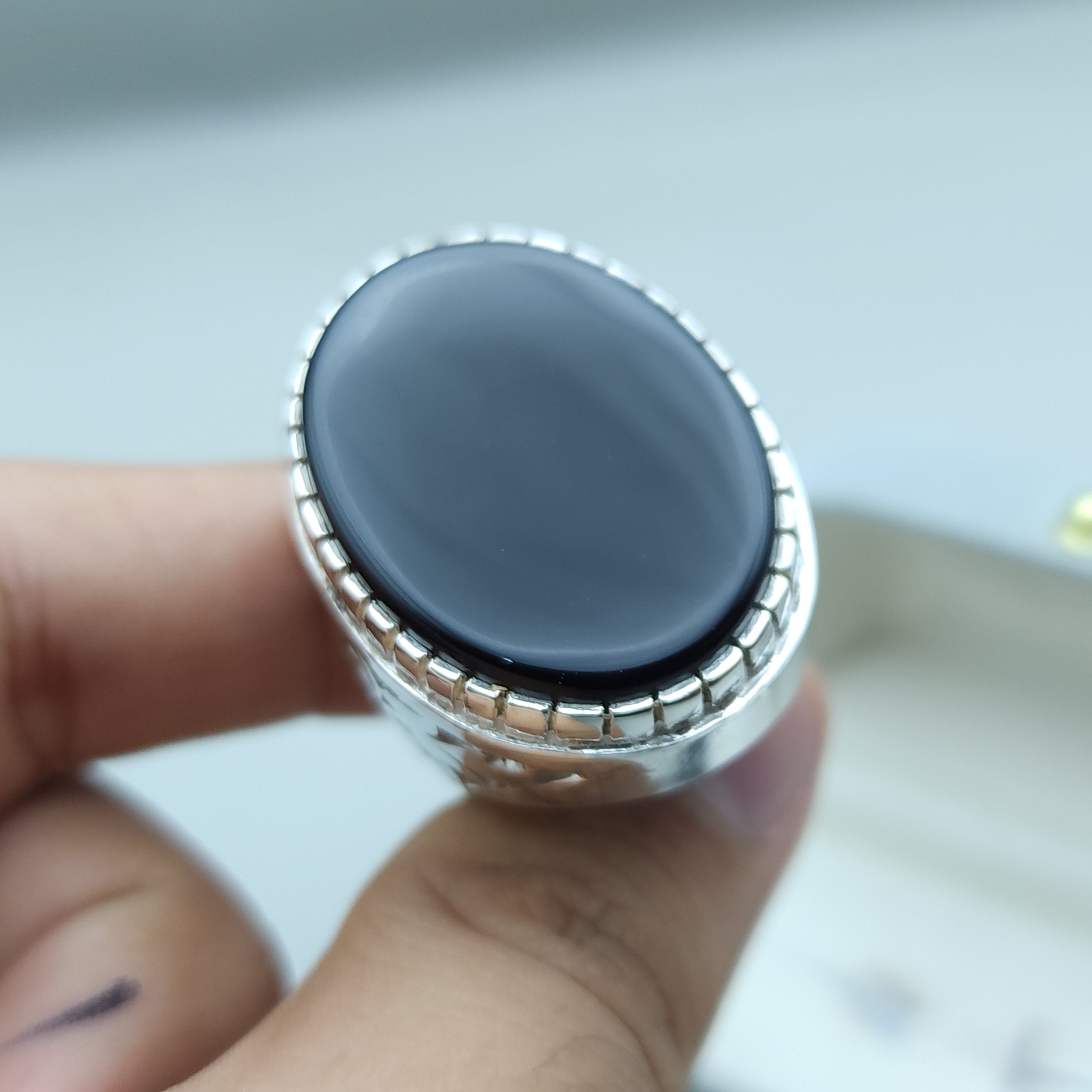 Real Yemeni Aqeeq Ring Kabadi Black Dark Deep Blood Red Aqeeq Ring Akik ...