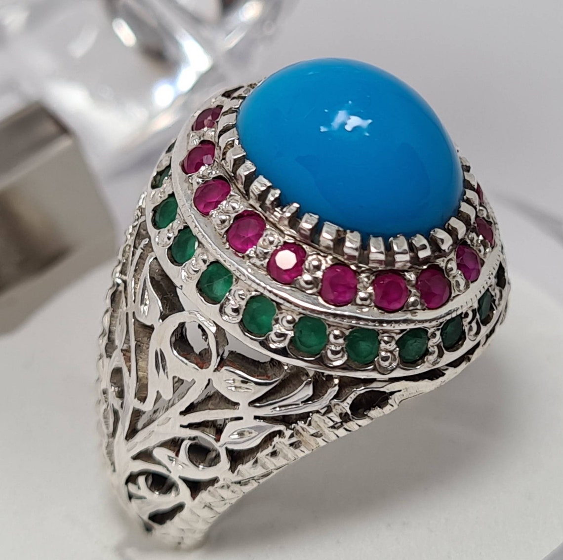 Flawless Untreated Natural Turquoise Ring Feroza Ring Feroza - Etsy