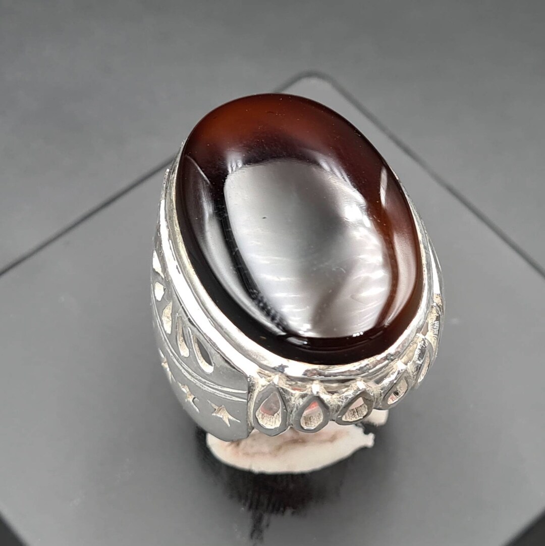 Yemeni Aqeeq Ring Shefat Al Abad Al Habshi Black Aqeeq Yemeni Kabadi ...