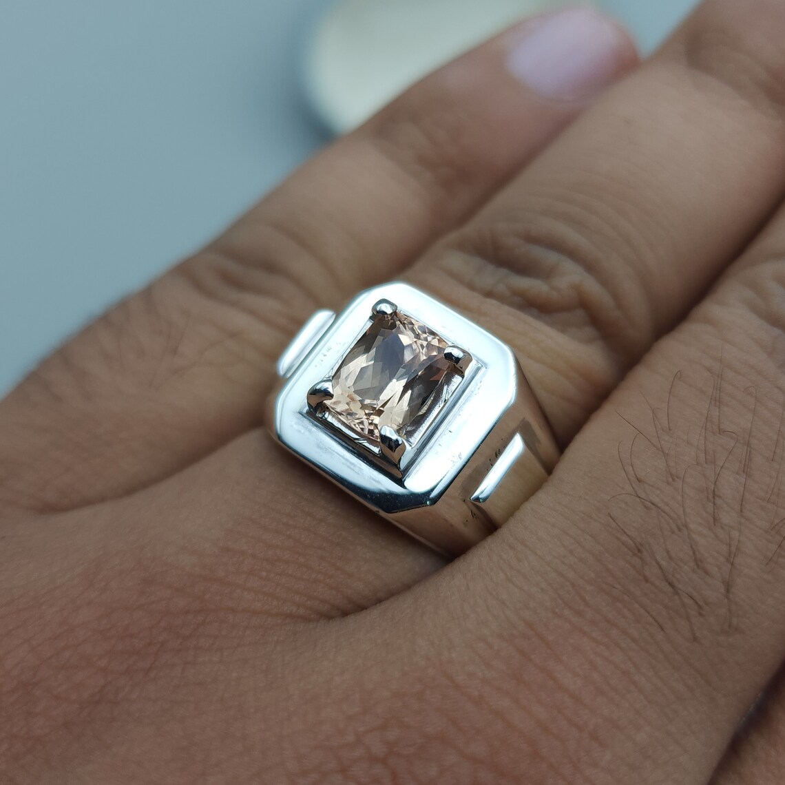 Natural Unheated Untreated Big Imperial Topaz Katlang Topaz Ring Peach ...