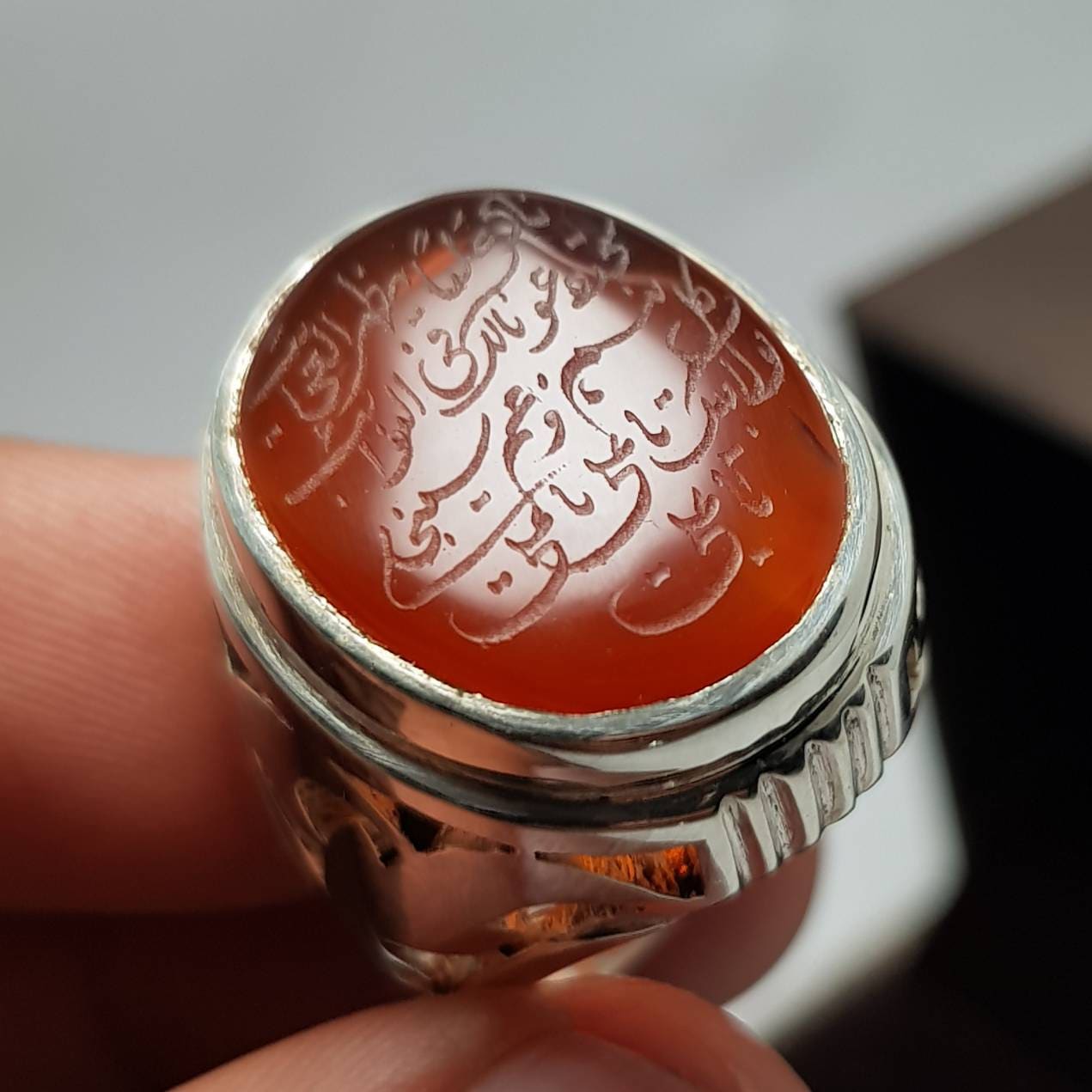 Naad-e-ali Written Yemeni Aqeeq Ring | Mens Agate Ring | Real Yamani ...