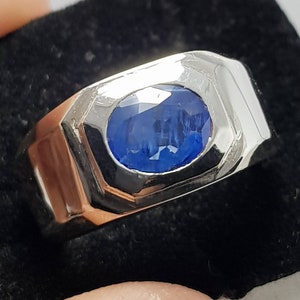 Natural Sapphire Ring Dark Blue Real Sapphire Stone Neelam Stone Ring ...