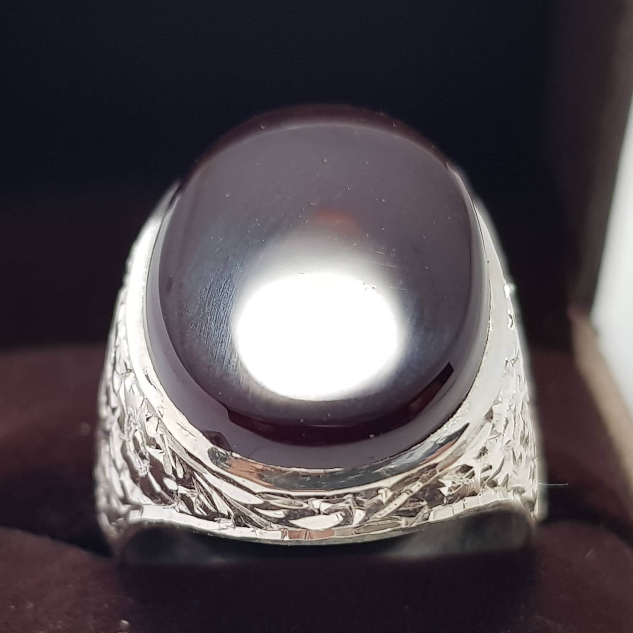 Yemeni Aqeeq Ring Shefat Al Abad Al Habshi Black Aqeeq Yemeni Kabadi ...