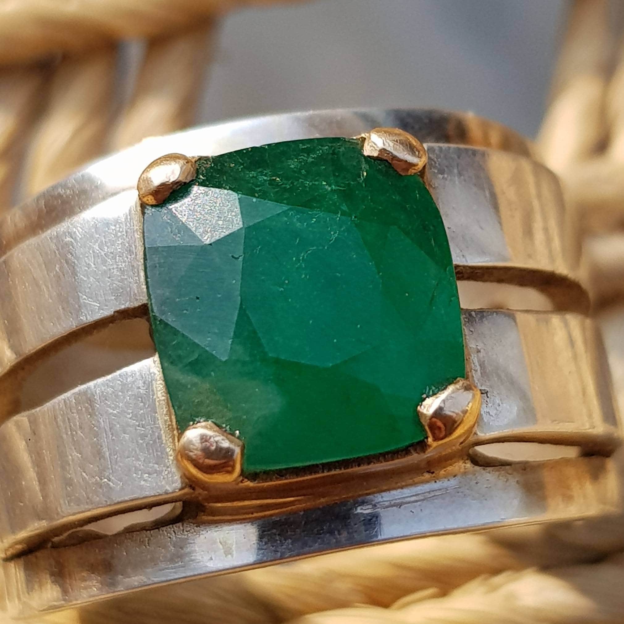 Natural Emerald Ring Unheated Untreated Green Emerald Ring Swat Rich ...
