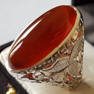 Dark Brown Yemeni Aqeeq Ring Akik Rings Aqeeq Stone Ring Aqeeq Stone ...