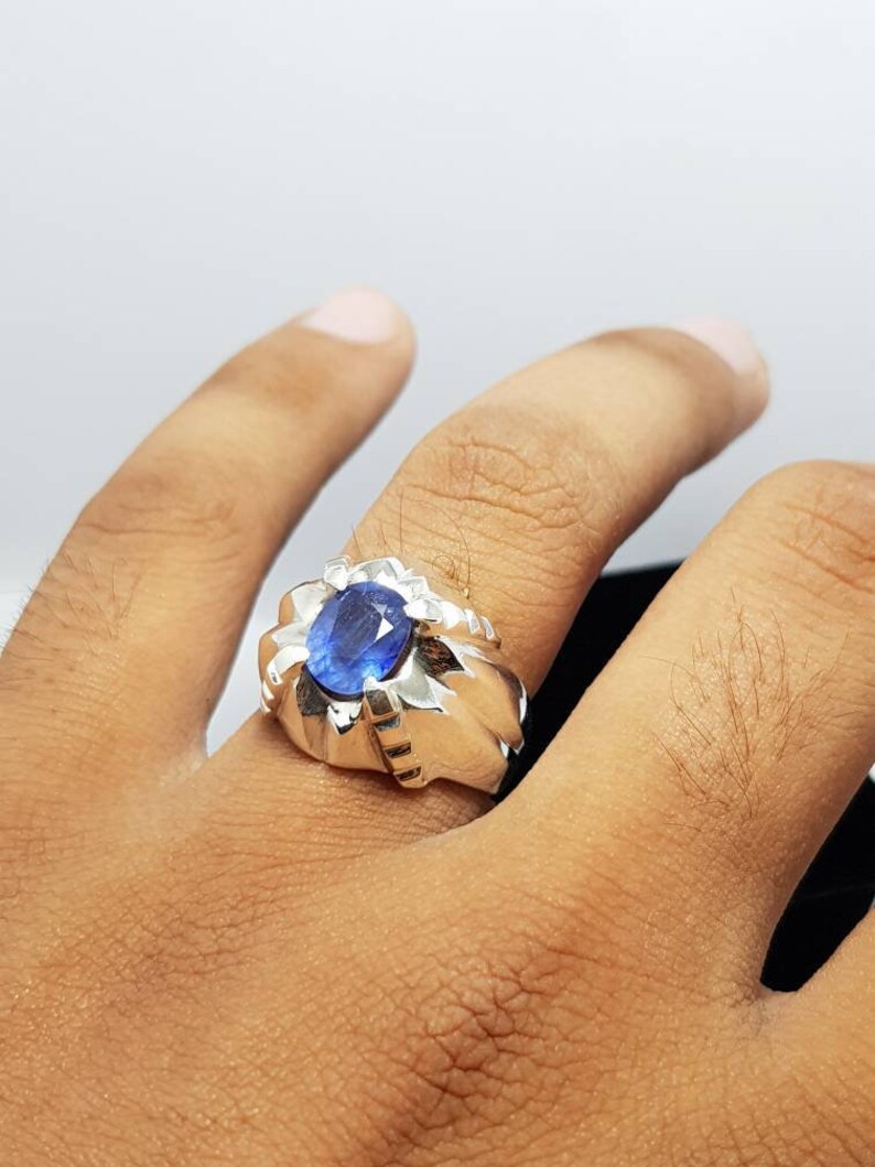Natural Blue Sapphire Ring Dark Deep Ink Blue Sapphire Ring Sapphire ...