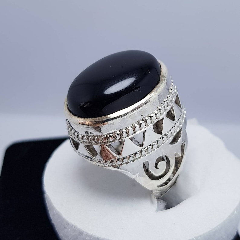 Beautiful Kabadi Black Yemeni Aqeeq Ring, Agate Rings Mens Aqeeq Ring ...