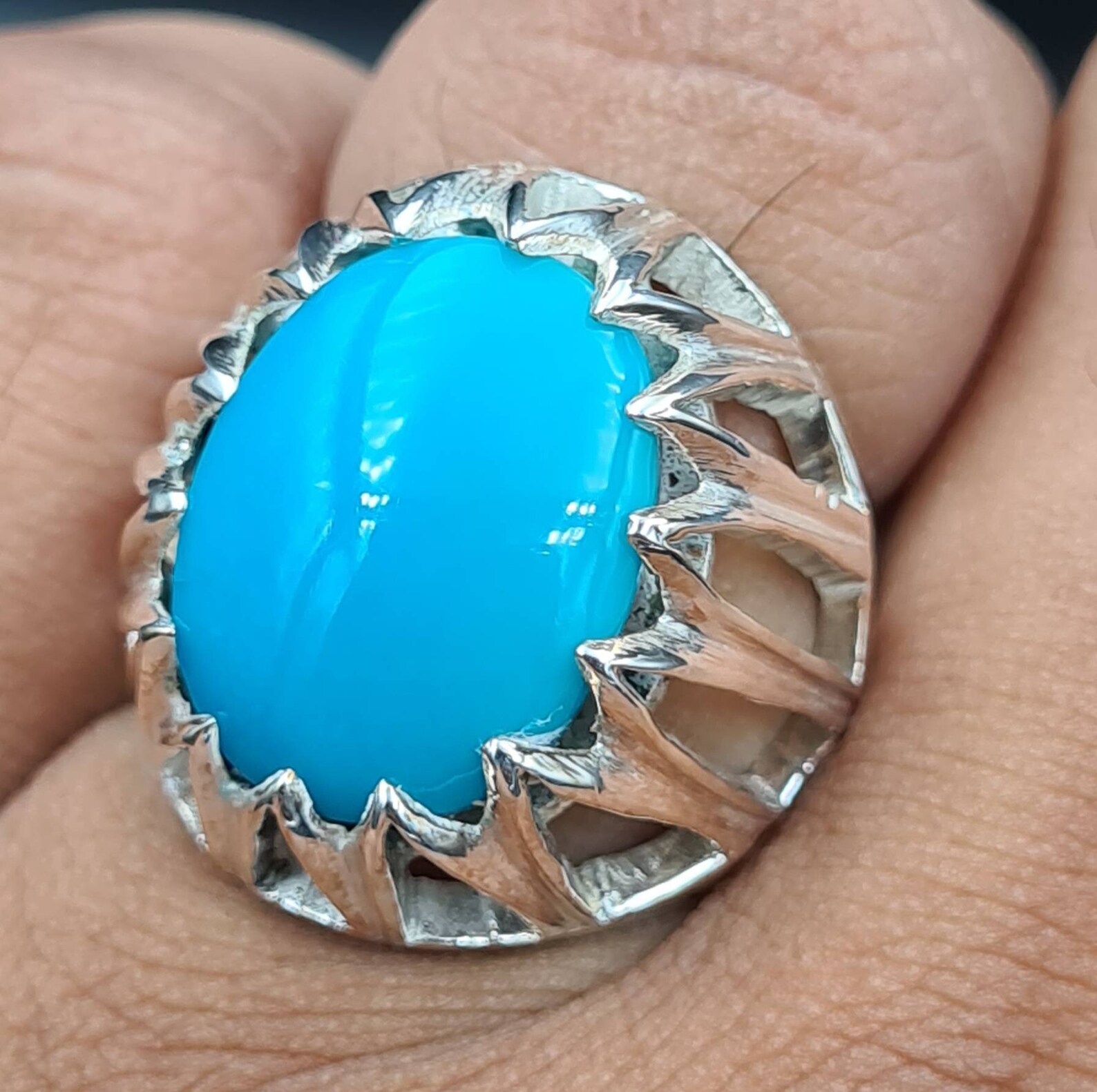 Natural Feroza ring Turquoise Stone ring High quality robin | Etsy