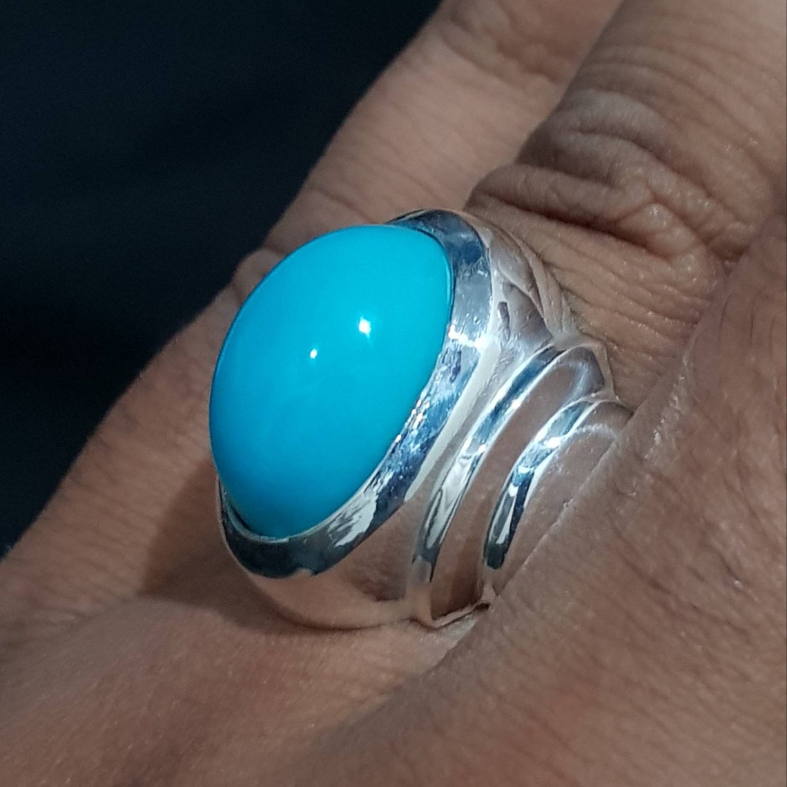 Super Clean Beautiful Big Feroza Ring Neyshabpuri Turquoise Ring Real ...