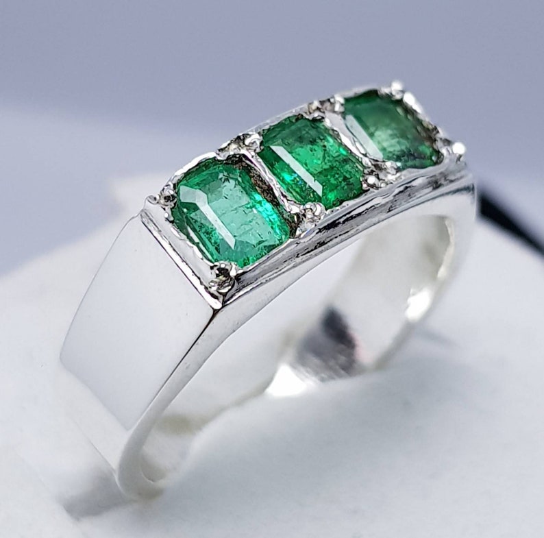 Mens Natural Emerald Ring Emerald Band for Men Real Emerald - Etsy