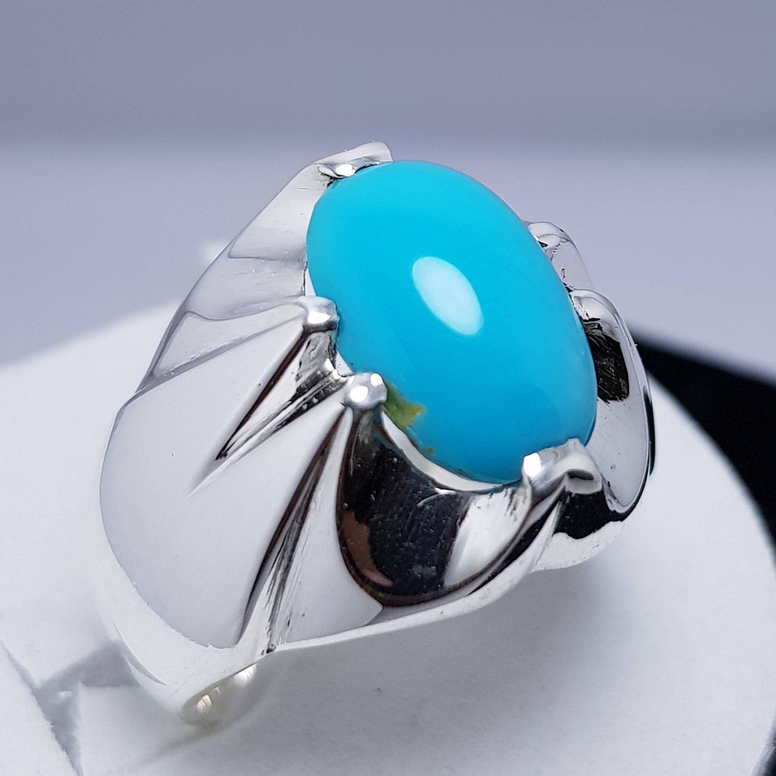 Beautiful Super Clean Blue Dark Feroza Ring Dark Deep Beautiful Color ...