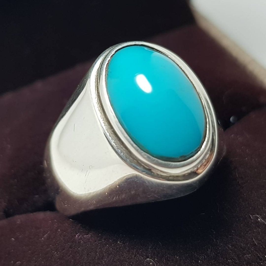 Natural Feroza Rings Real Turquoise Ring Super Clean Turquoise Ring Men ...
