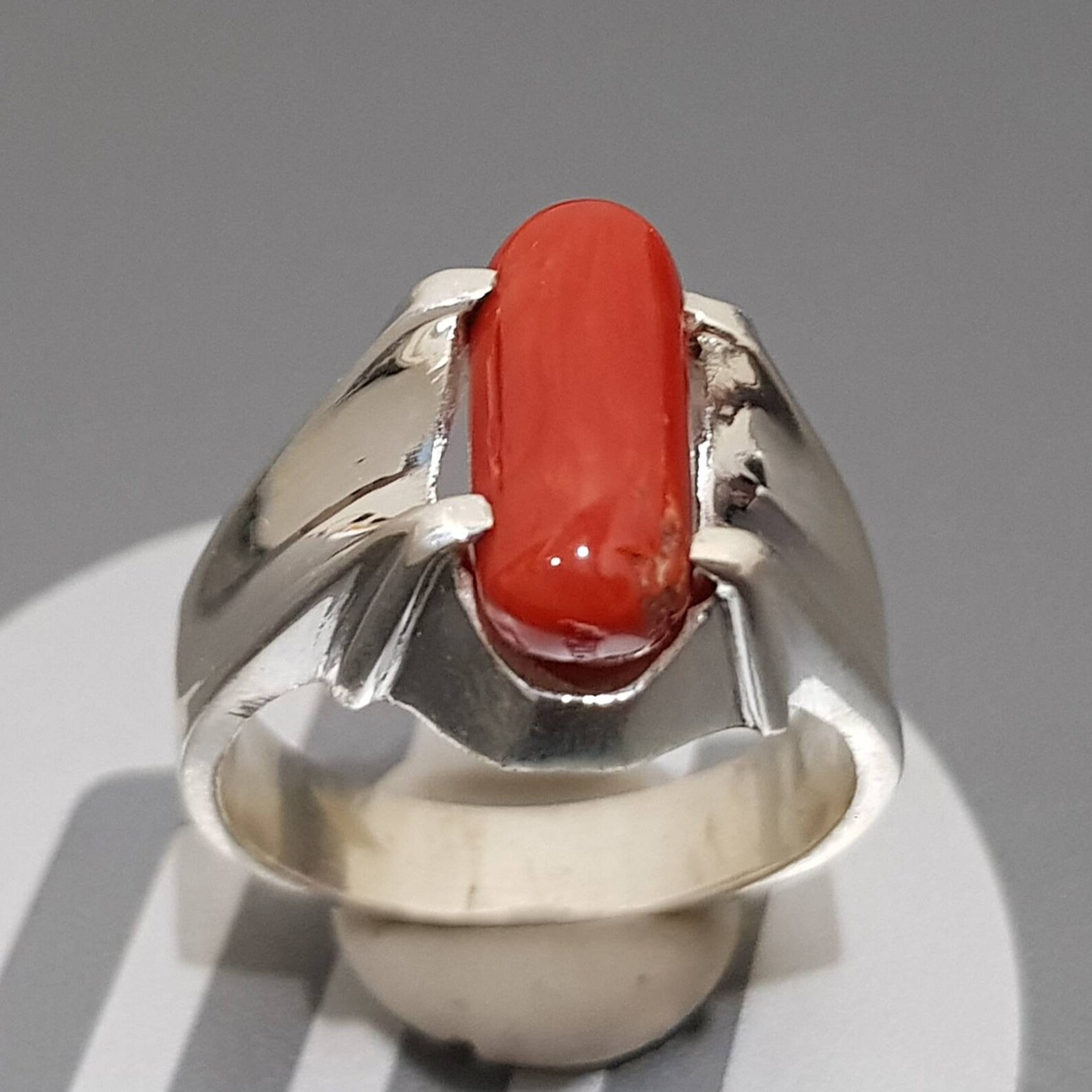 Natural Dark Deep Red Coral Marjan Ring Mens Coral Rings Women - Etsy