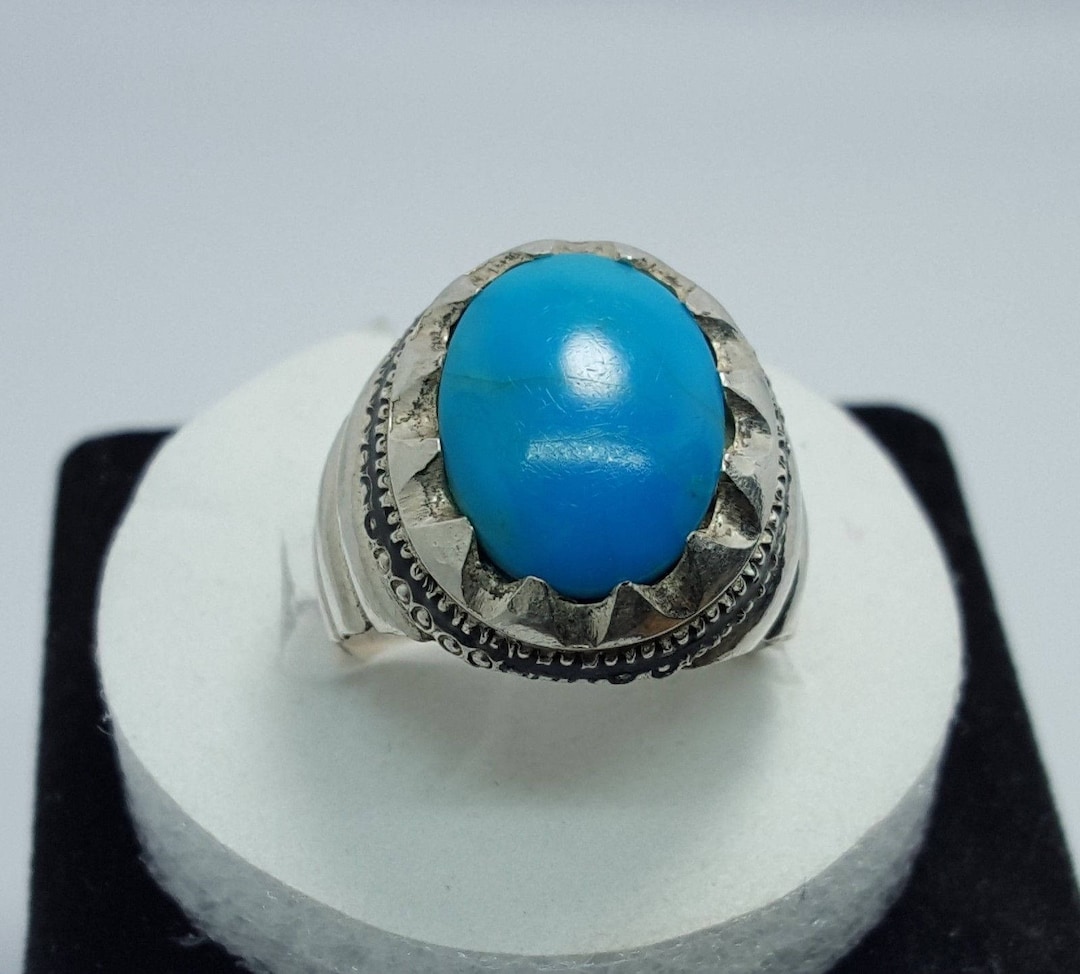 Dark Blue Feroza Ring Turquoise Rings Nishapuri Feroza New Elegant Ring ...