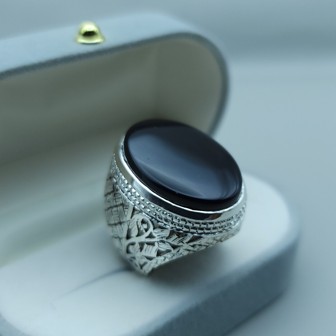 Real Yemeni Aqeeq Ring Kabadi Black Dark Deep Blood Red Aqeeq Ring Akik ...