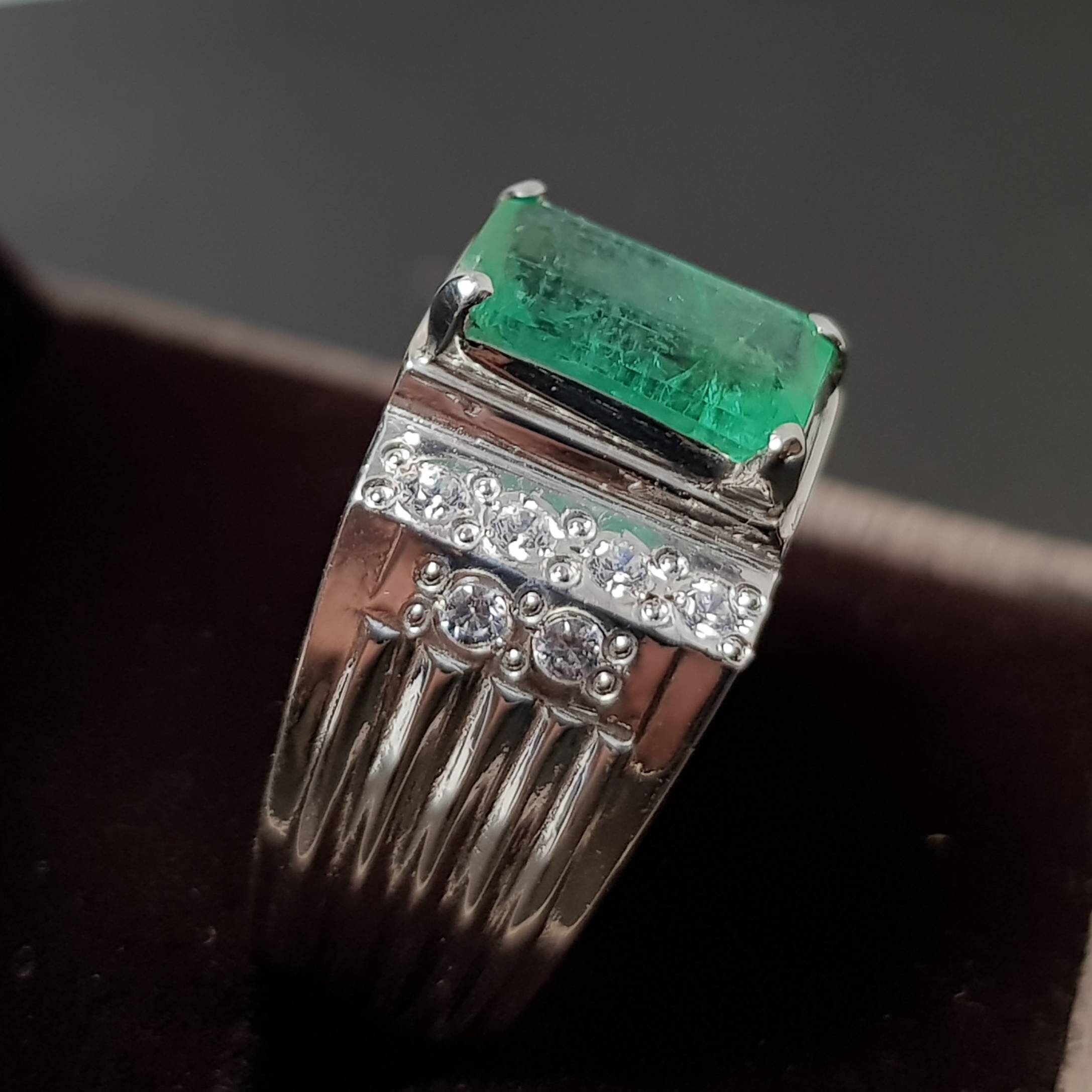Real Emerald Ring Zamurd Stone Ring Natural Emerald Rings Mens Emerald ...