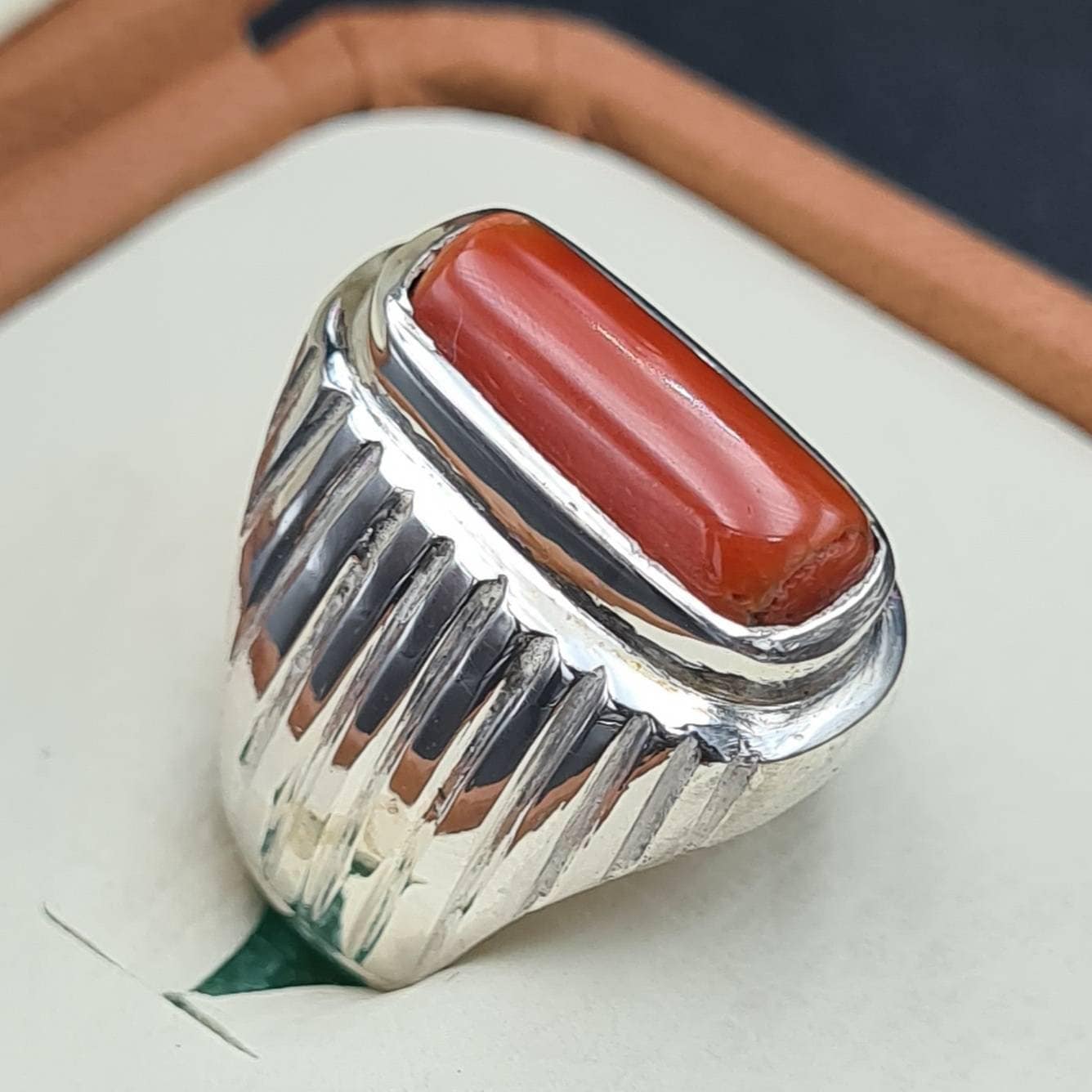 Untreated Real Coral Ring Mens Coral Ring Marjan Rings Top | Etsy