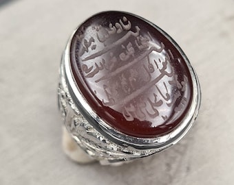 Naad-e-ali Written Yemeni Aqeeq Ring Mens Agate Ring Real | Etsy