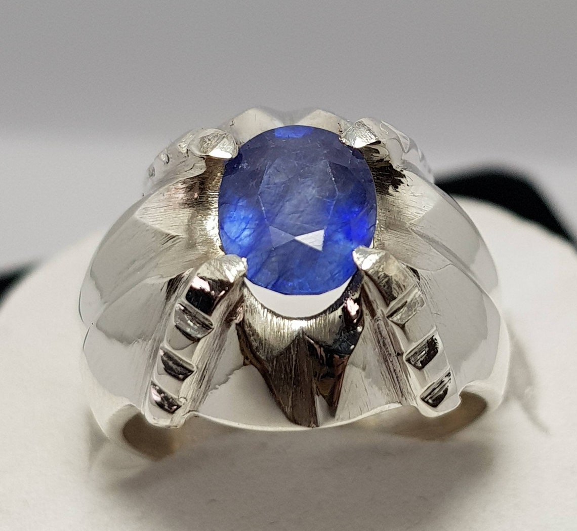 Natural Blue Sapphire Ring Dark Deep Ink Blue Sapphire Ring Sapphire ...