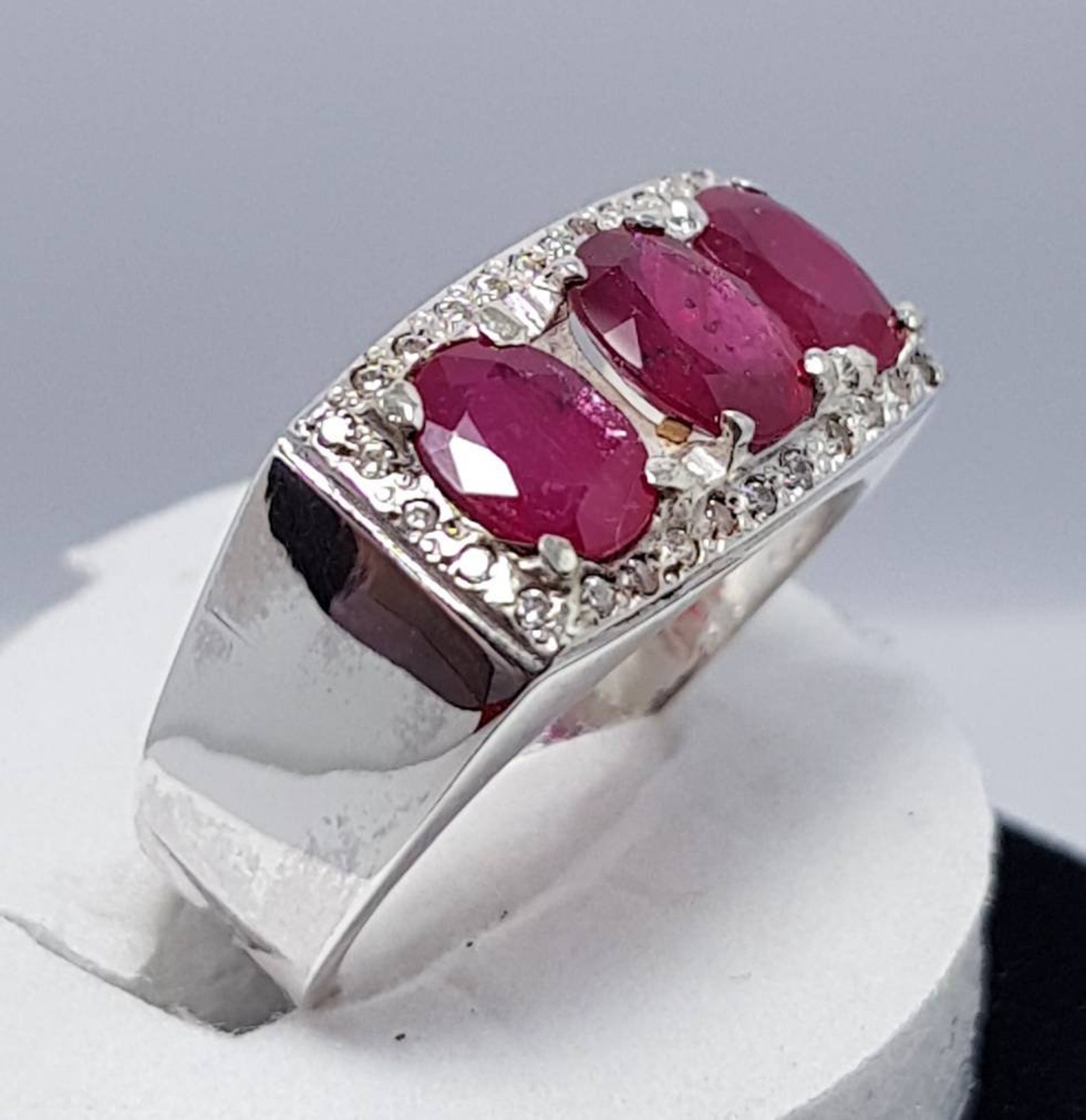 Natural Dark Blood Ruby Stone Band for Men and Women High - Etsy