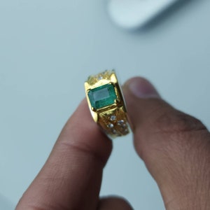 Mens Emerald Wedding Ring Top Quality Zambian Emerald Rings for Men and ...