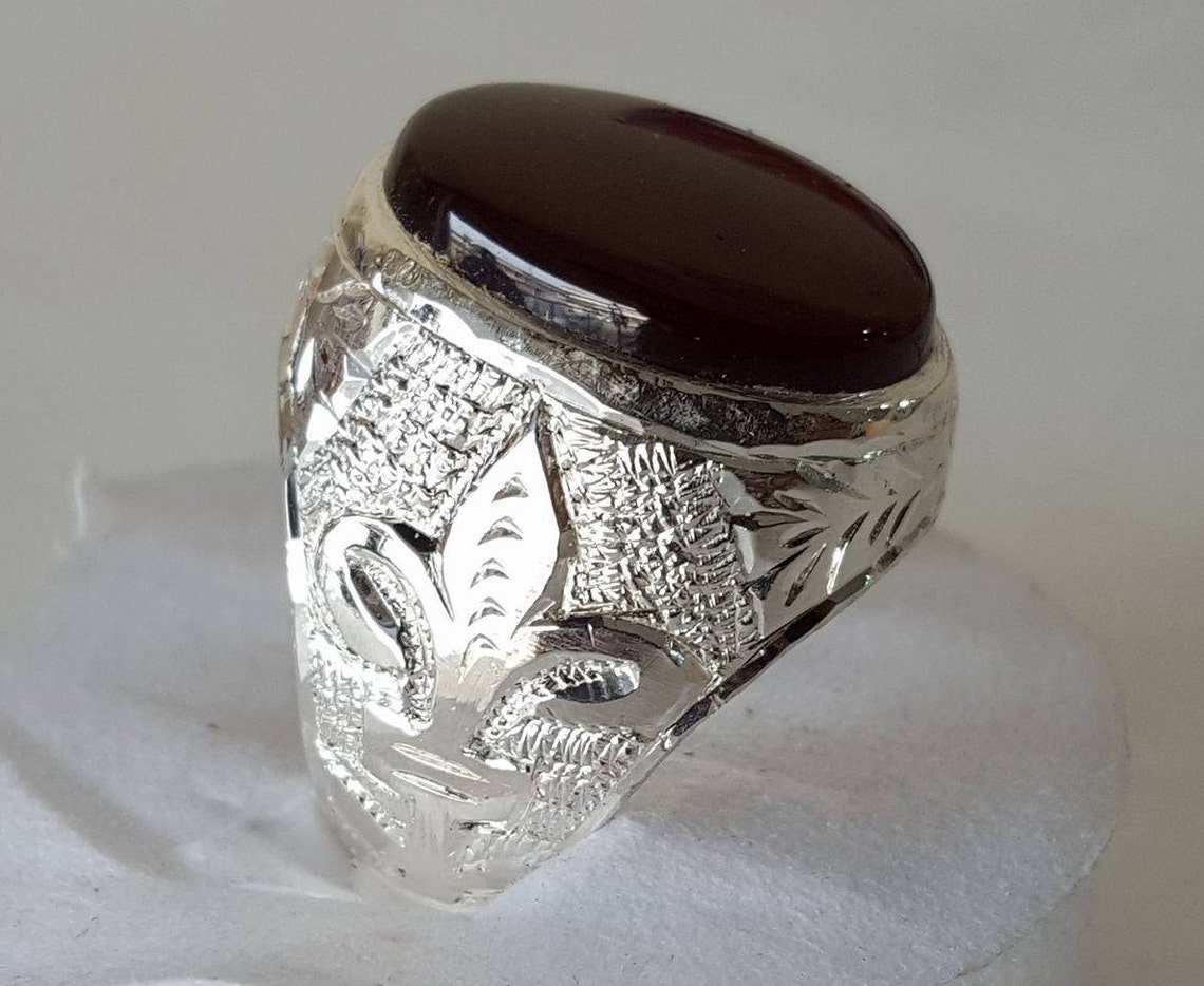 Aqeeq Stone Ring for Men Real Aqeeq Ring Islamic Aqeeq Rings - Etsy