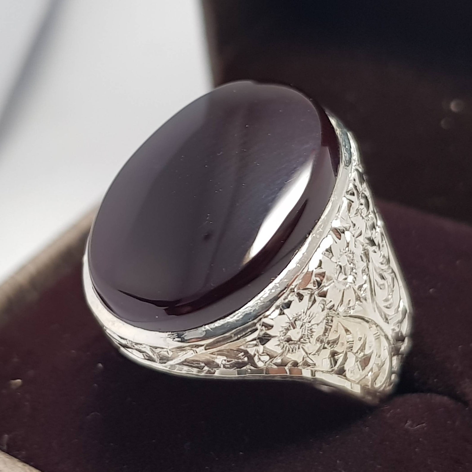 Yemeni Aqeeq Ring Shefat Al Abad Al Habshi Black Aqeeq Yemeni Kabadi ...