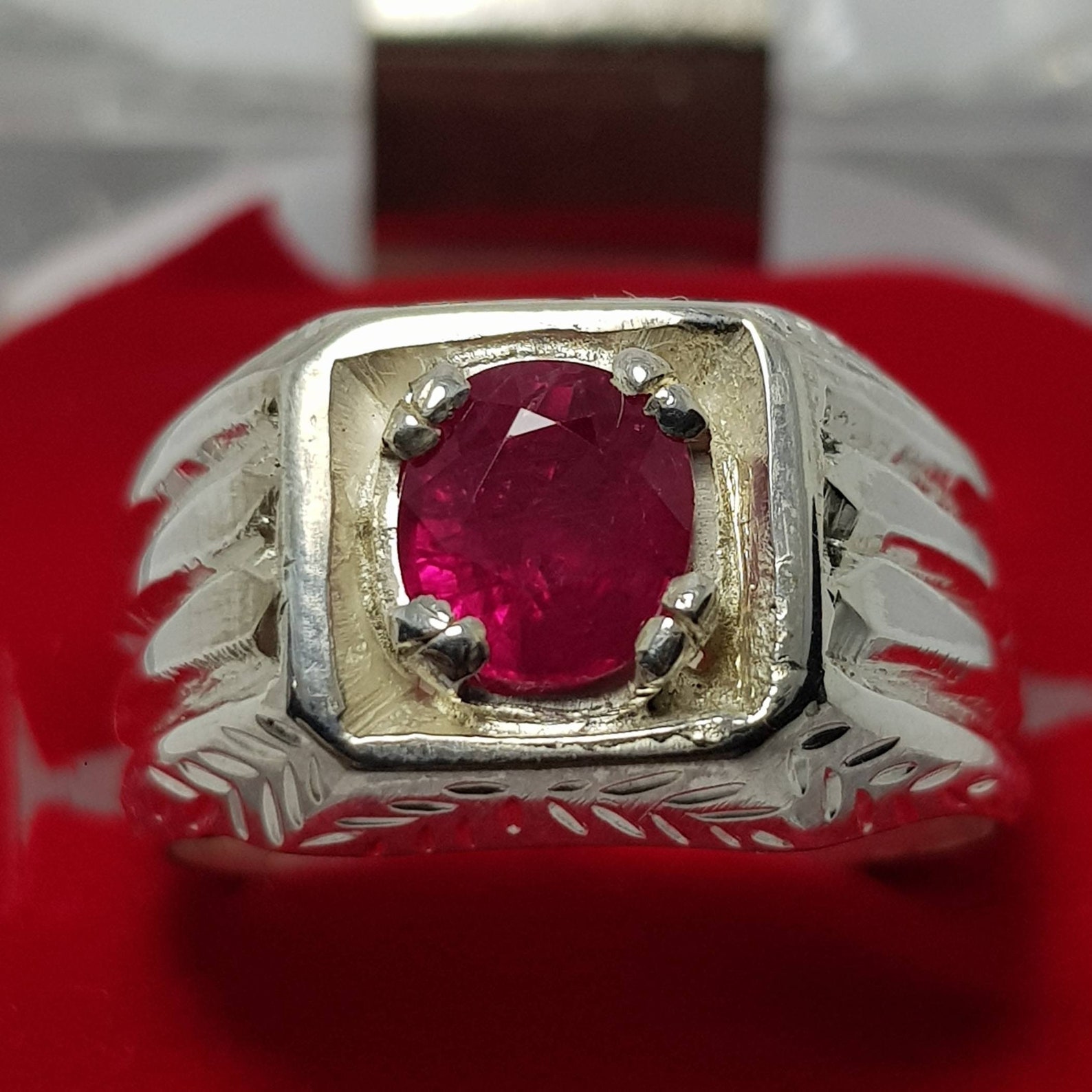 Reserved Mens Ruby Ring Antique Ruby Ring Real 1.5 Ct - Etsy