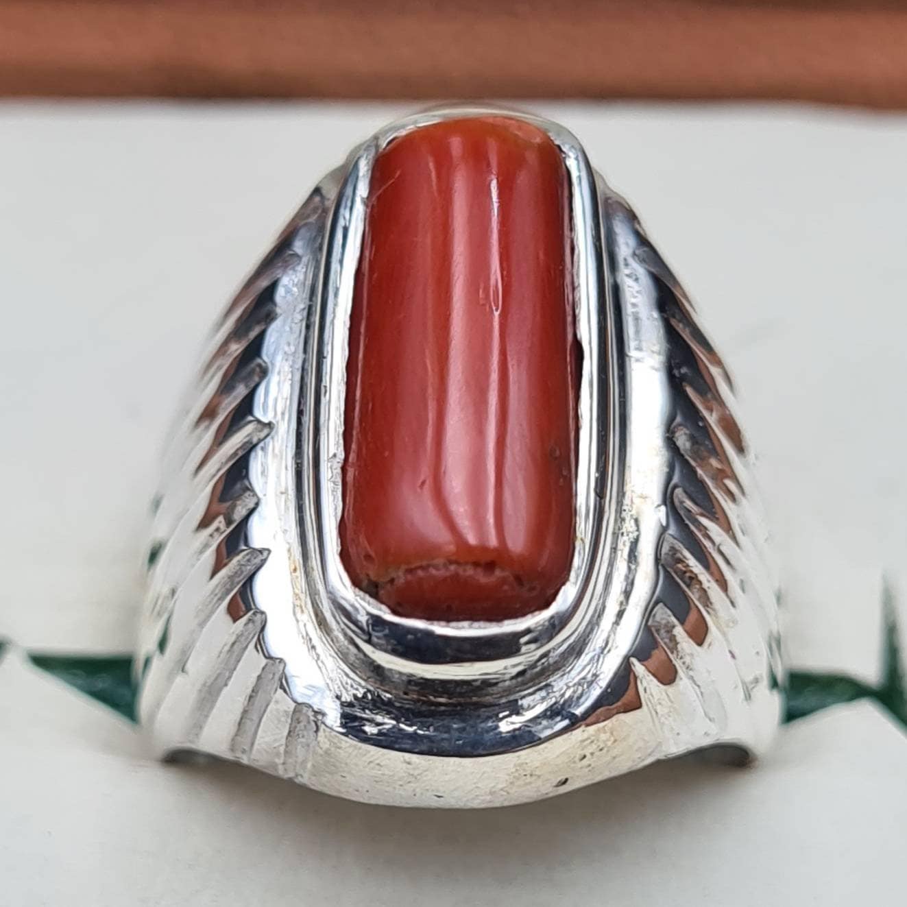 Untreated Real Coral Ring Mens Coral Ring Marjan Rings Top | Etsy