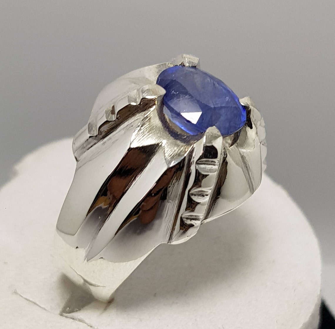 Natural Blue Sapphire Ring Dark Deep Ink Blue Sapphire Ring Sapphire ...