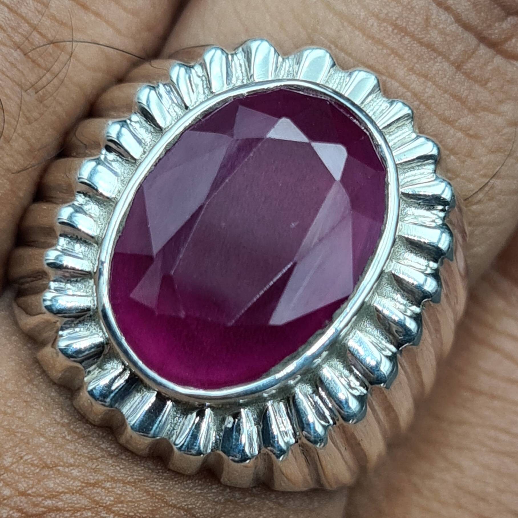 Dark Red Mens Ruby Ring From African Mines High Quality Flux Filled ...