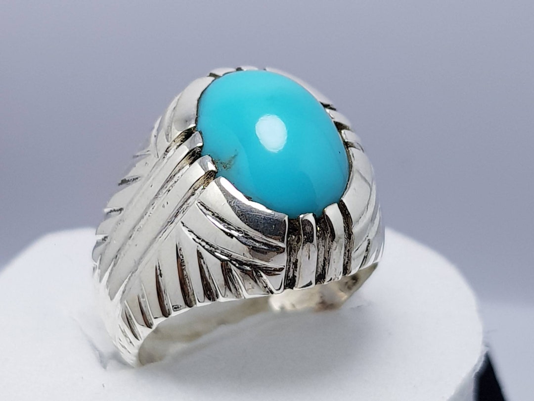 Dark Blue Feroza Ring Turquoise Rings Nishapuri Feroza New Elegant Ring ...