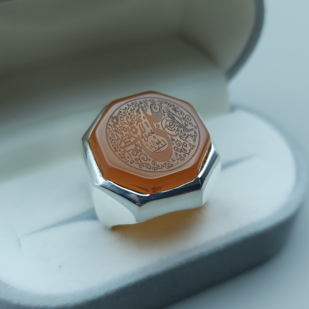 Mola Ali Written Yemeni Aqeeq Ring Mens Agate Ring Real Yamani Aqeeq Rings Red Aqeeq Ahl E Bait ...