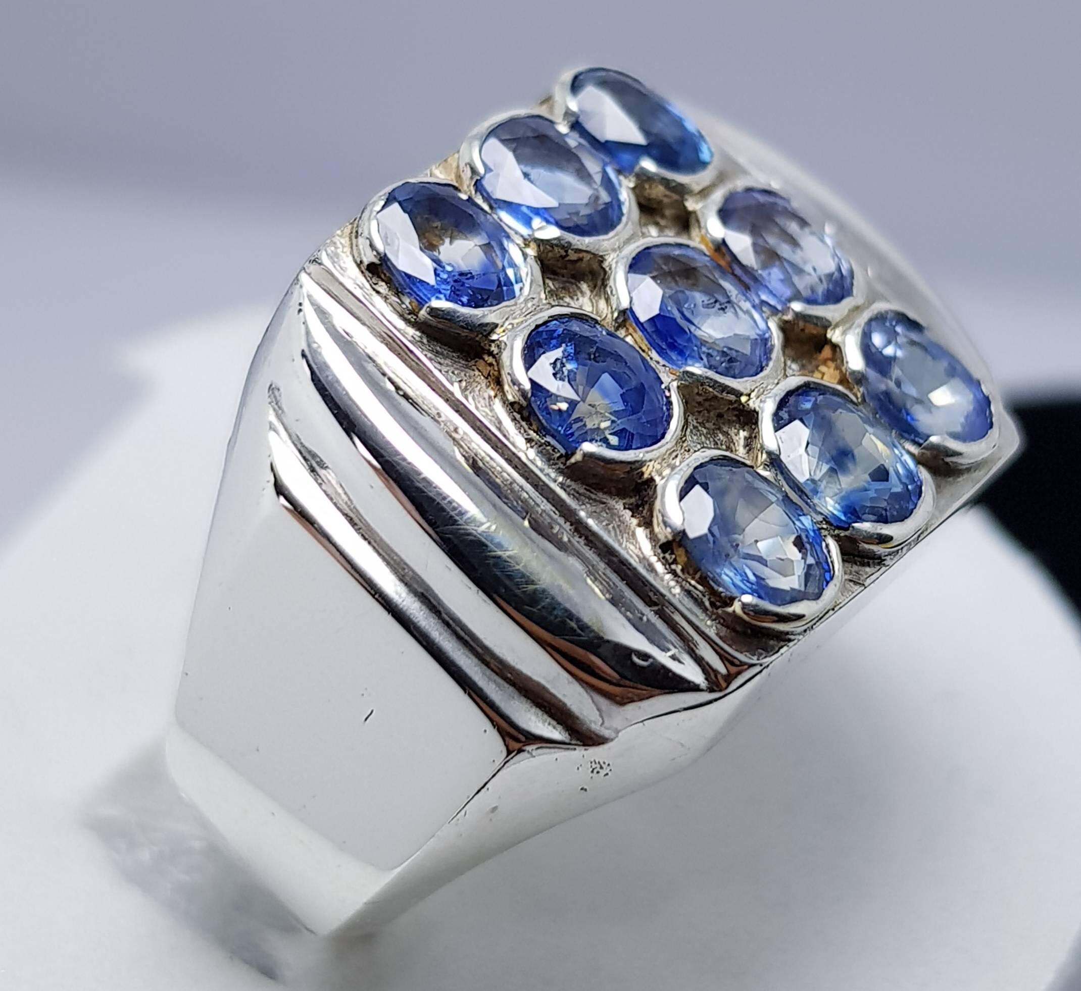 Natural Ceylon Sapphire Ring Sapphire Band Wedding Bans Rich | Etsy