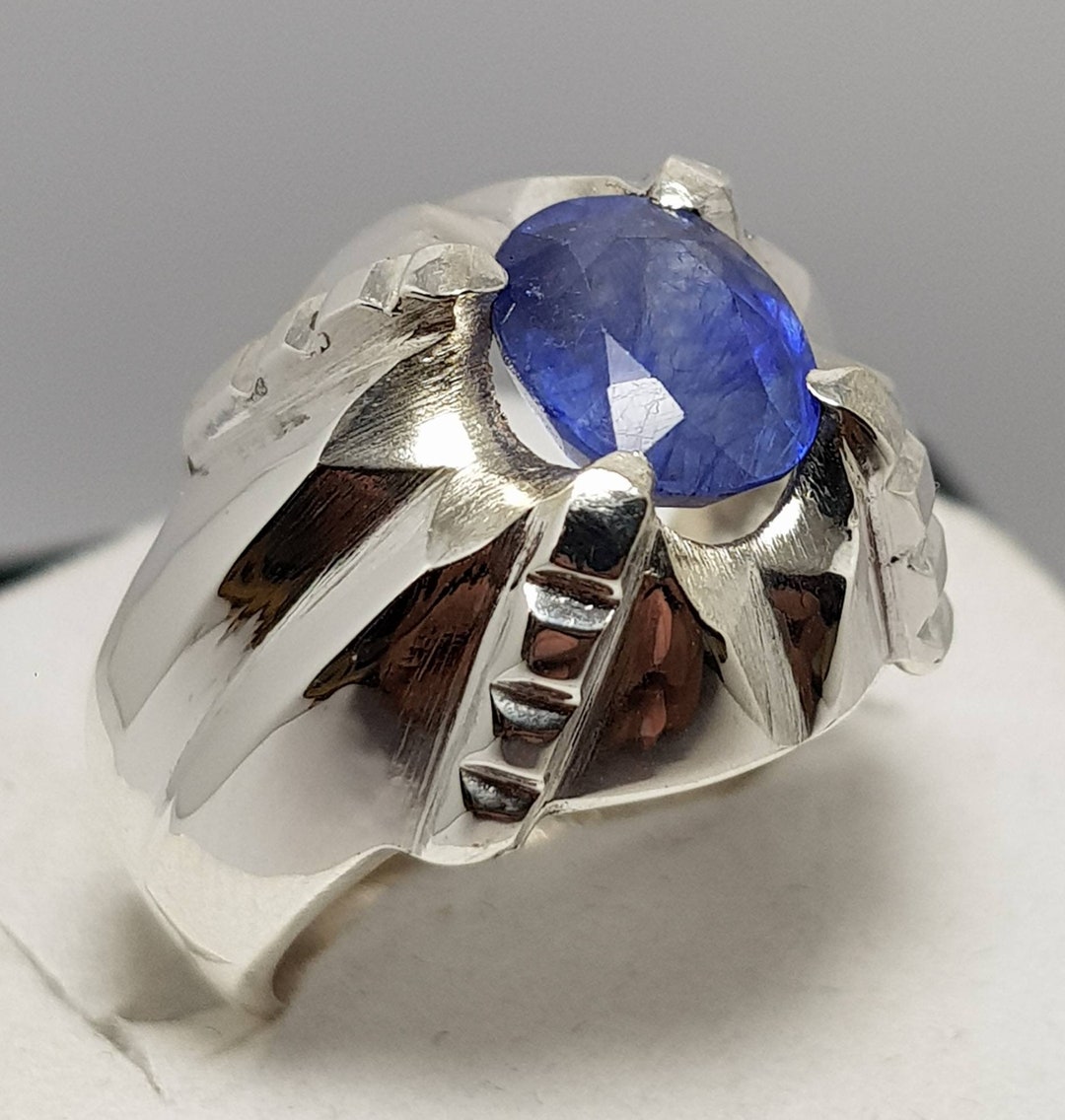 Natural Blue Sapphire Ring Dark Deep Ink Blue Sapphire Ring Sapphire ...