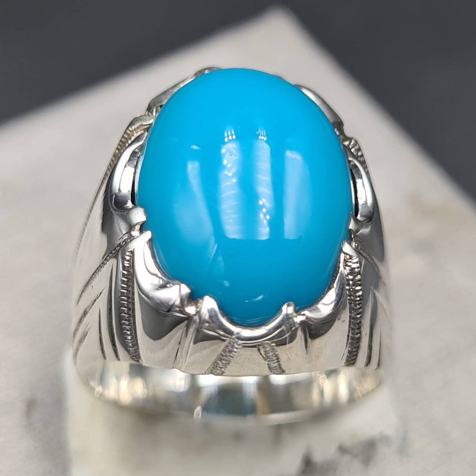 Beautiful Super Clean Blue Dark Feroza Ring Dark Deep Beautiful Color ...