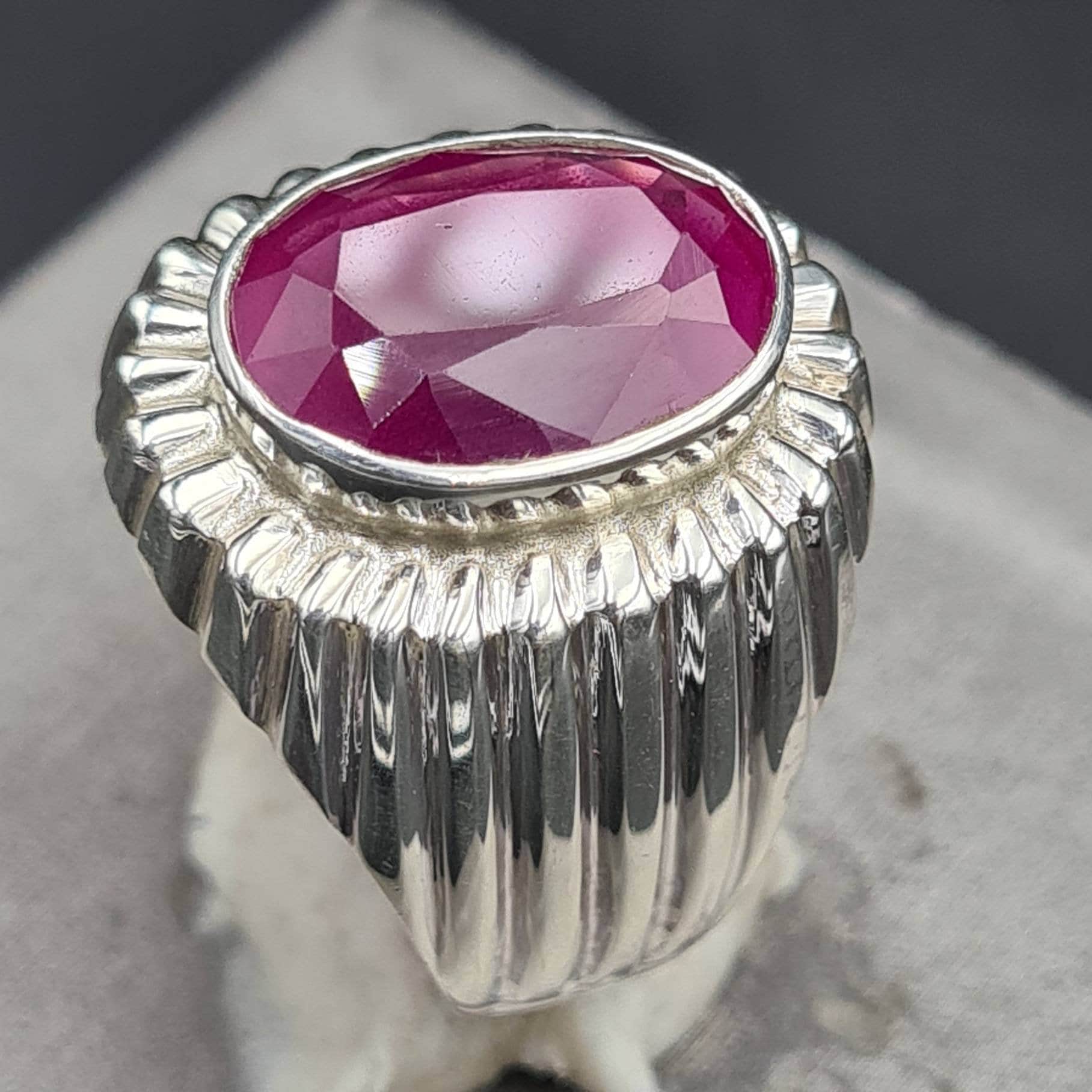 Dark Red Mens Ruby Ring From African Mines High Quality Flux Filled ...