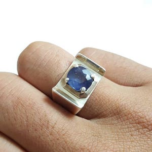 Natural Sapphire Ring Dark Blue Real Sapphire Stone Neelam Stone Ring ...