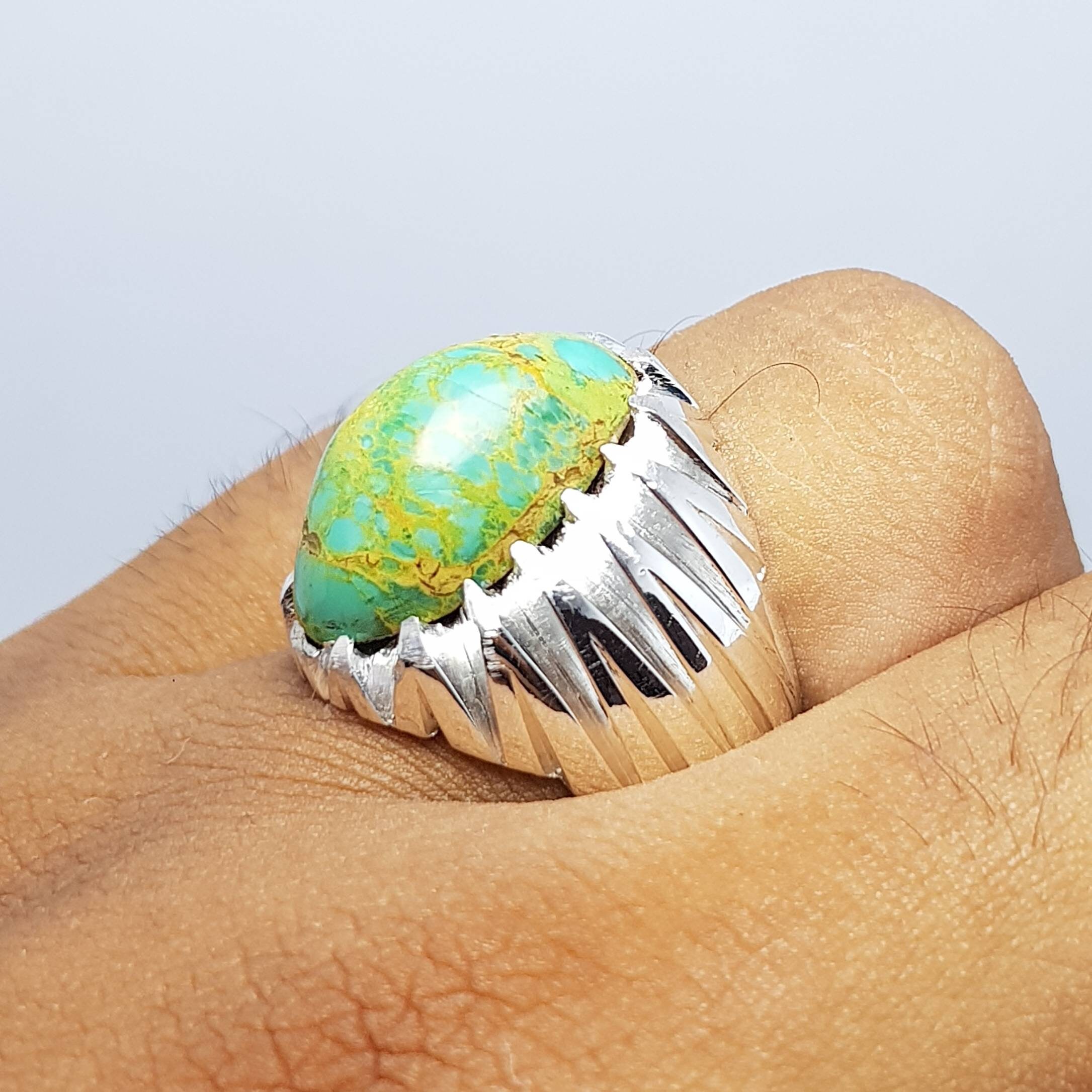 Big Oval Shape Feroza Ring Sabza Ring Dark Feroza Ring Mens | Etsy