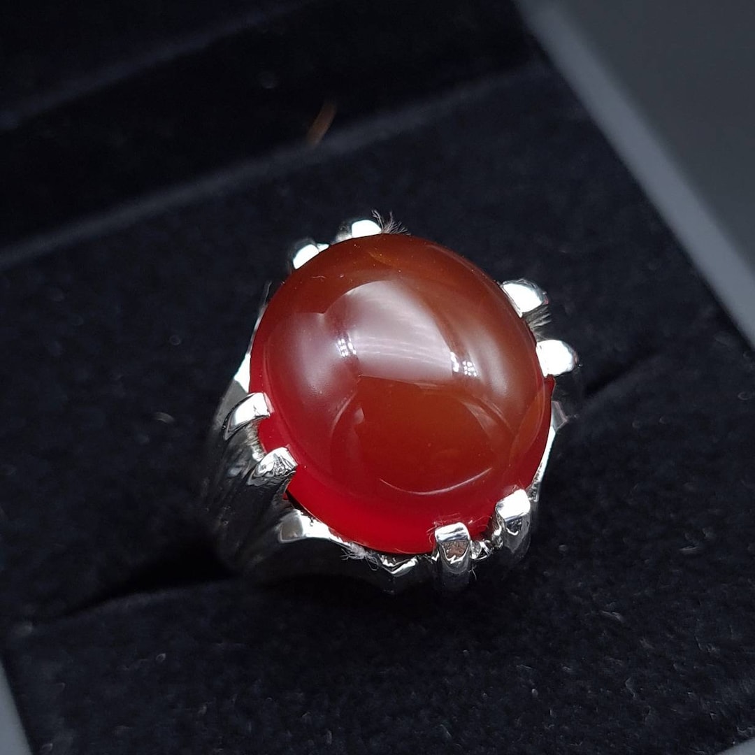 Yemeni Aqeeq Ring Men Brown Aqeeq Dark Deep Blood Red Aqeeq Ring Akik ...