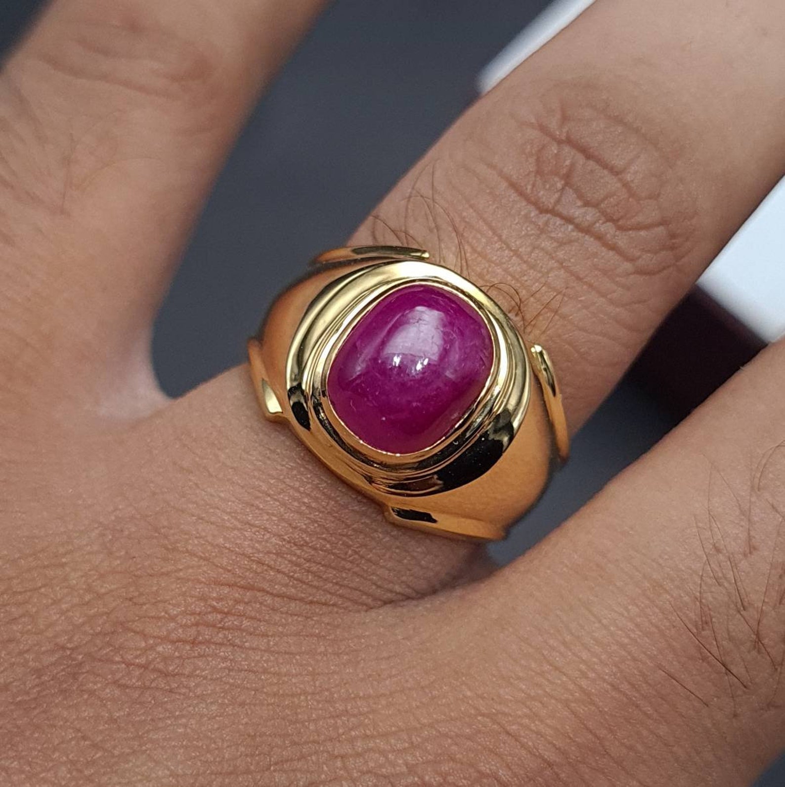 Unheated Untreated Ruby Ring Mens Ring Wedding Gold Rings 18k Yellow ...
