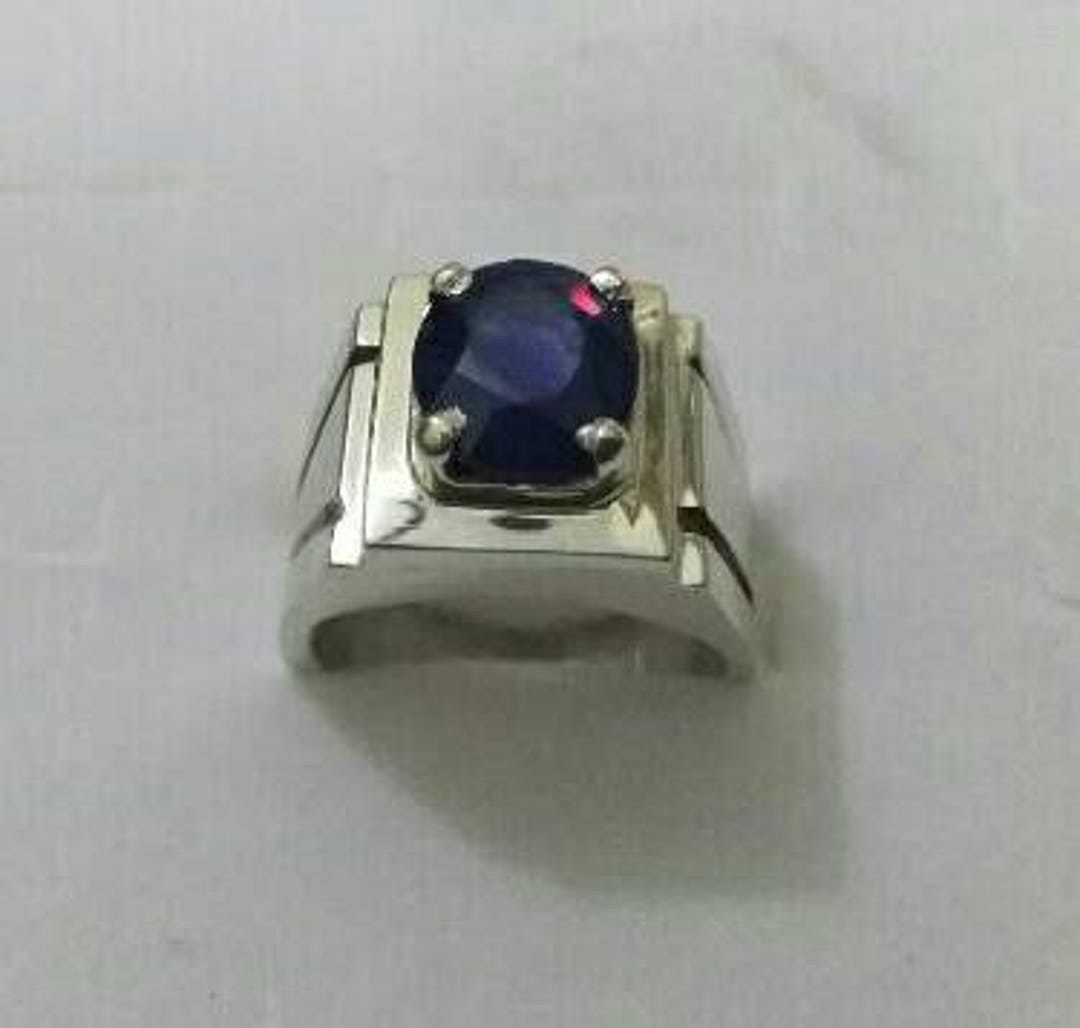 Mens Real Kashmir Colour Sapphire Ring Dark Blue Sapphire Mens Sapphire ...