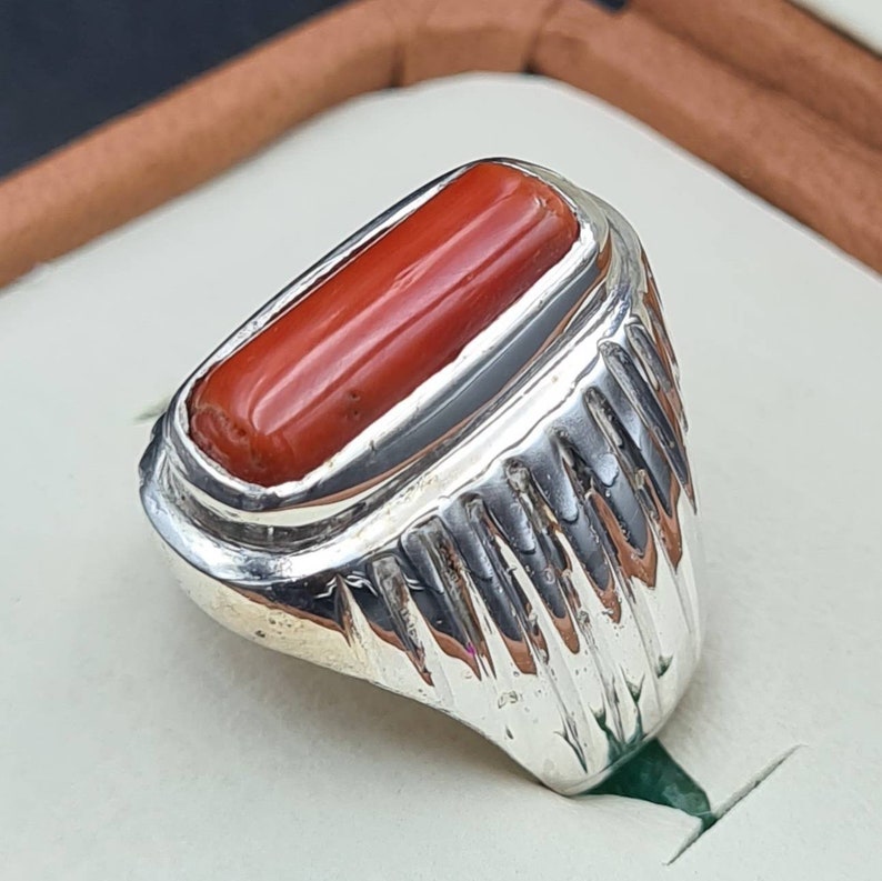 Untreated Real Coral Ring Mens Coral Ring Marjan Rings Top - Etsy