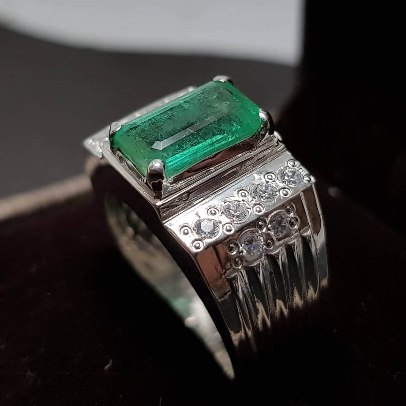Real Emerald Ring Zamurd Stone Ring Natural Emerald Rings Mens Emerald ...