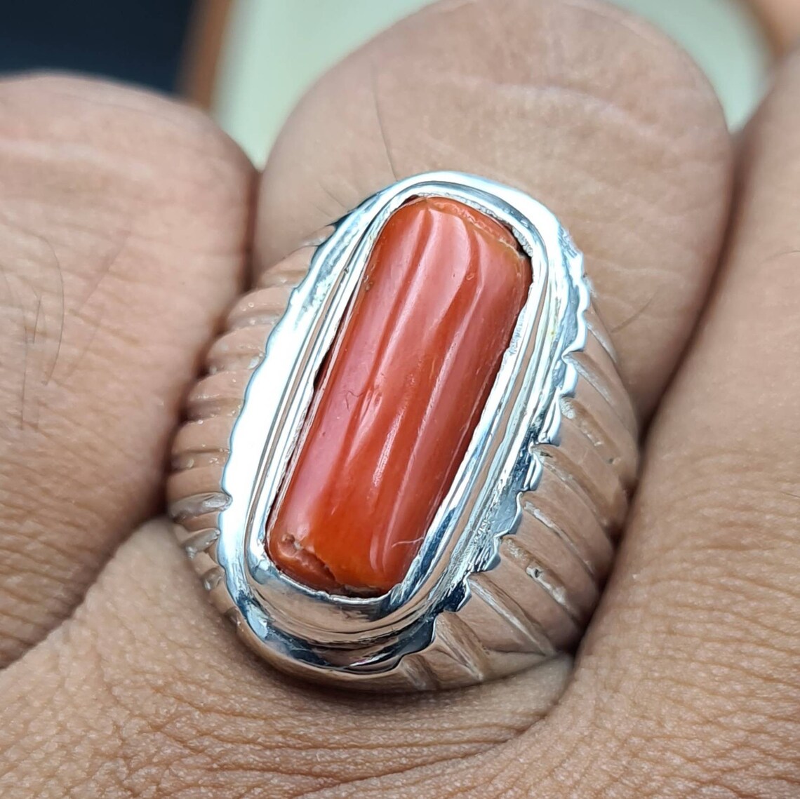 Untreated Real Coral Ring Mens Coral Ring Marjan Rings Top | Etsy