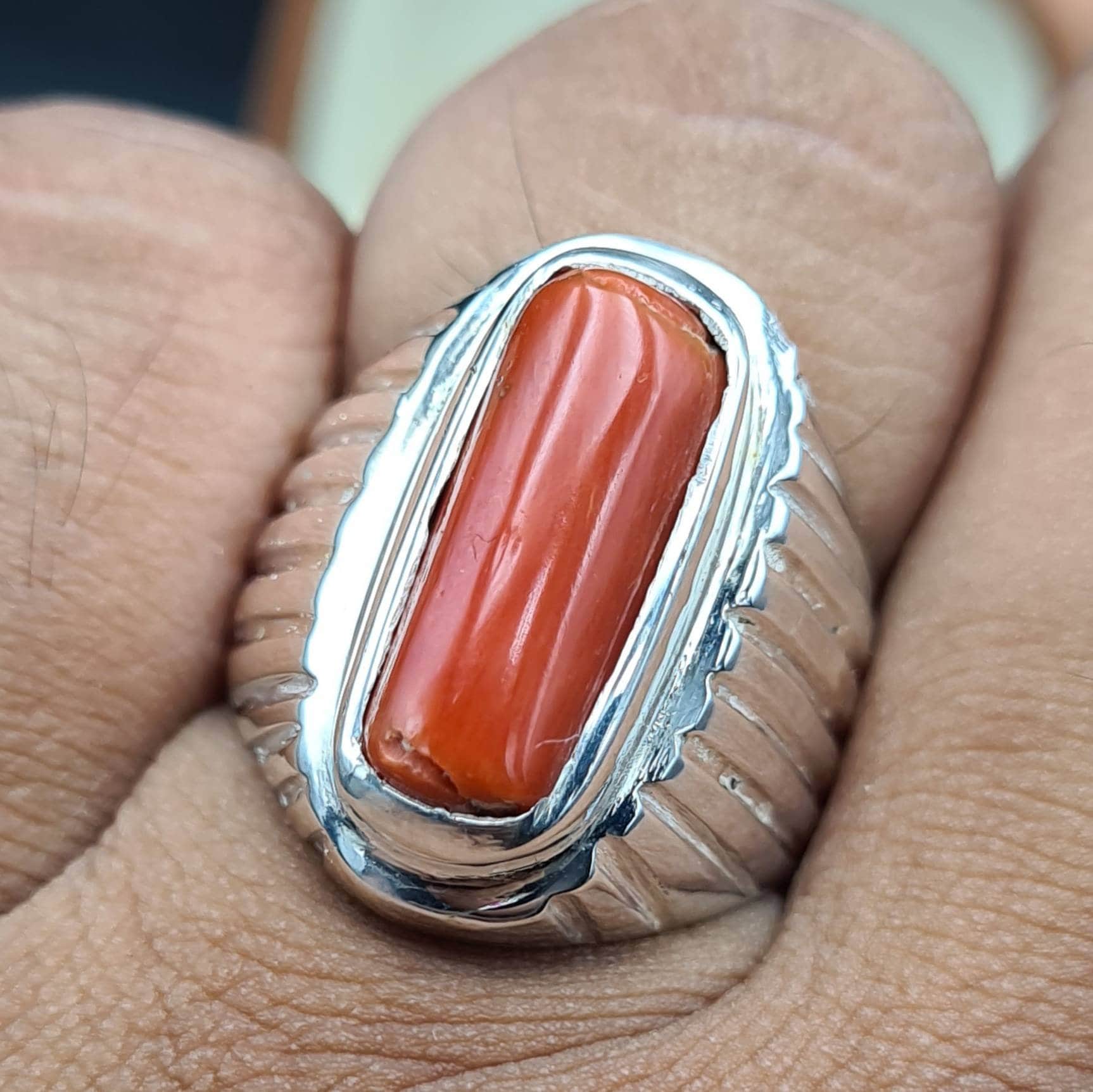 Untreated Real Coral Ring Mens Coral Ring Marjan Rings Top | Etsy