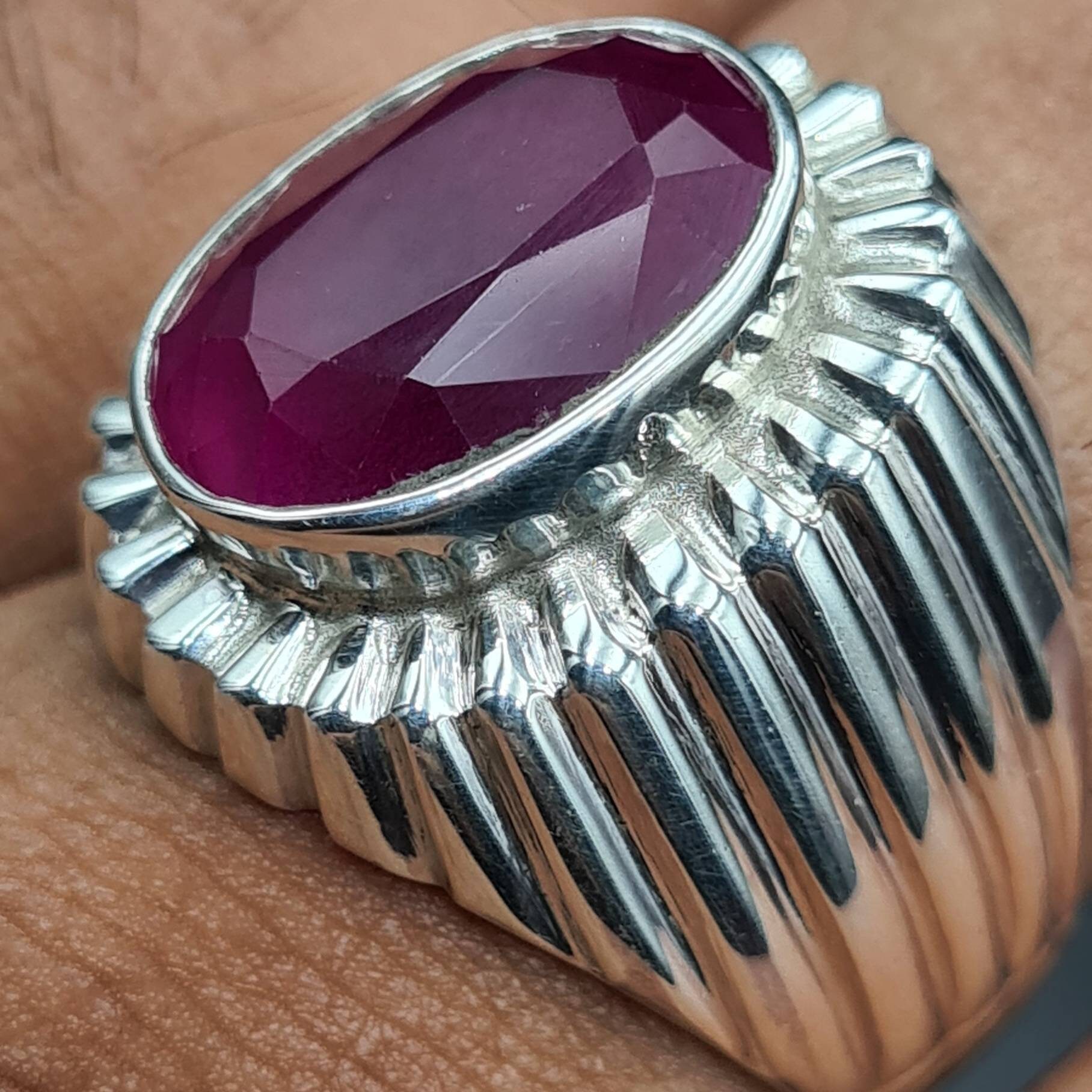 Dark Red Mens Ruby Ring From African Mines High Quality Flux - Etsy