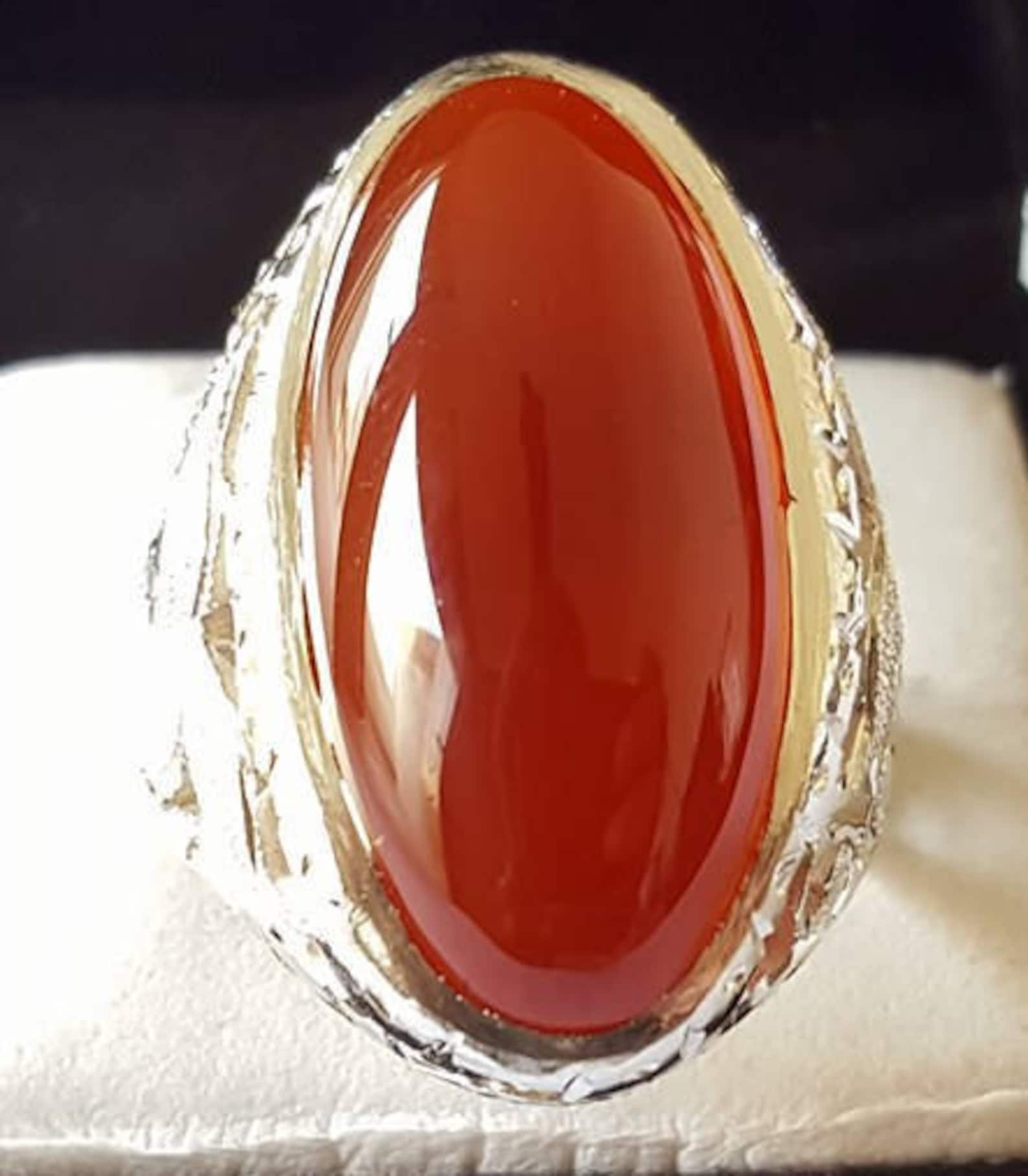 Dark Brown Yemeni Aqeeq Ring Akik Rings Aqeeq Stone Ring Aqeeq | Etsy