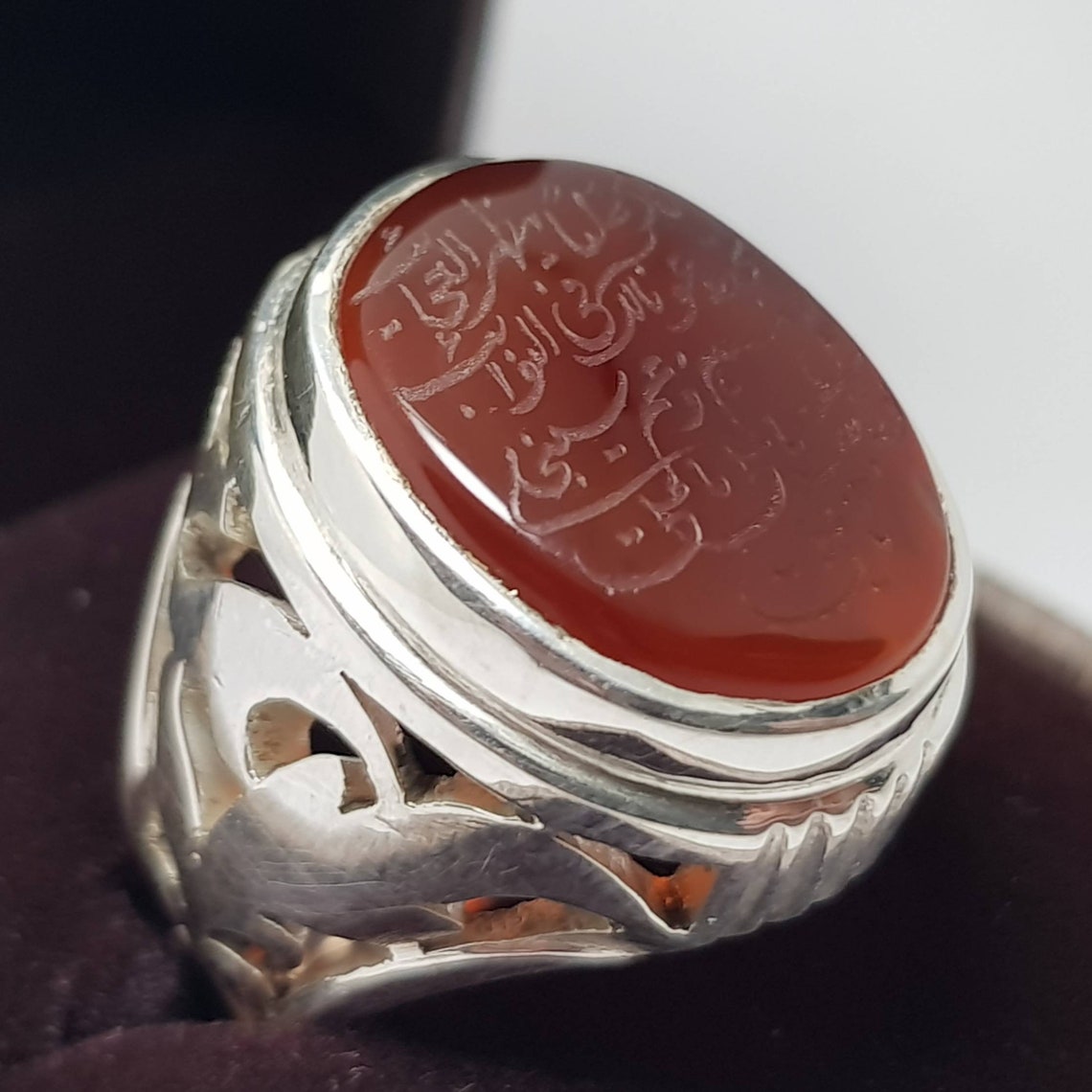 Naad-e-ali Written Yemeni Aqeeq Ring | Mens Agate Ring | Real Yamani ...