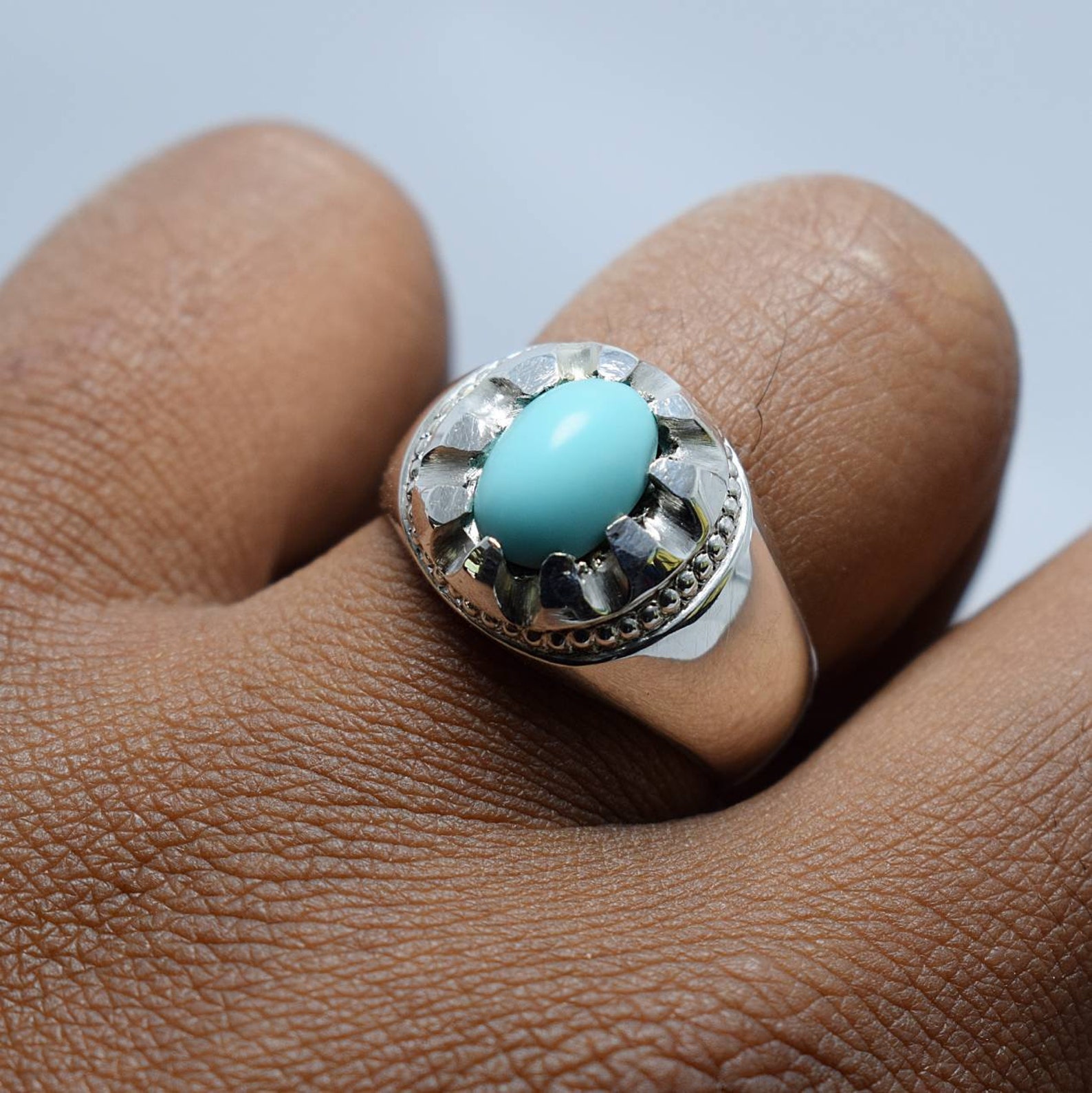 Dark Blue Feroza Ring Turquoise Rings Nishapuri Feroza New | Etsy